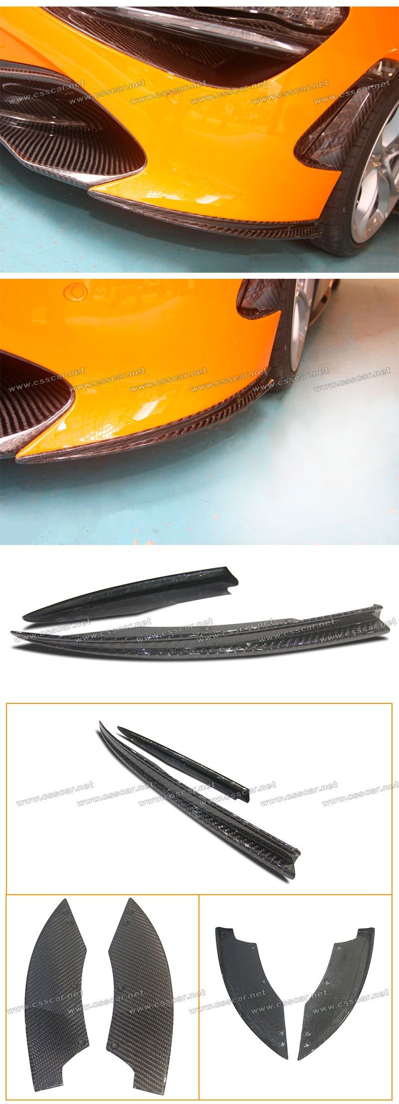 McLaren 720s front bumper splitter apron