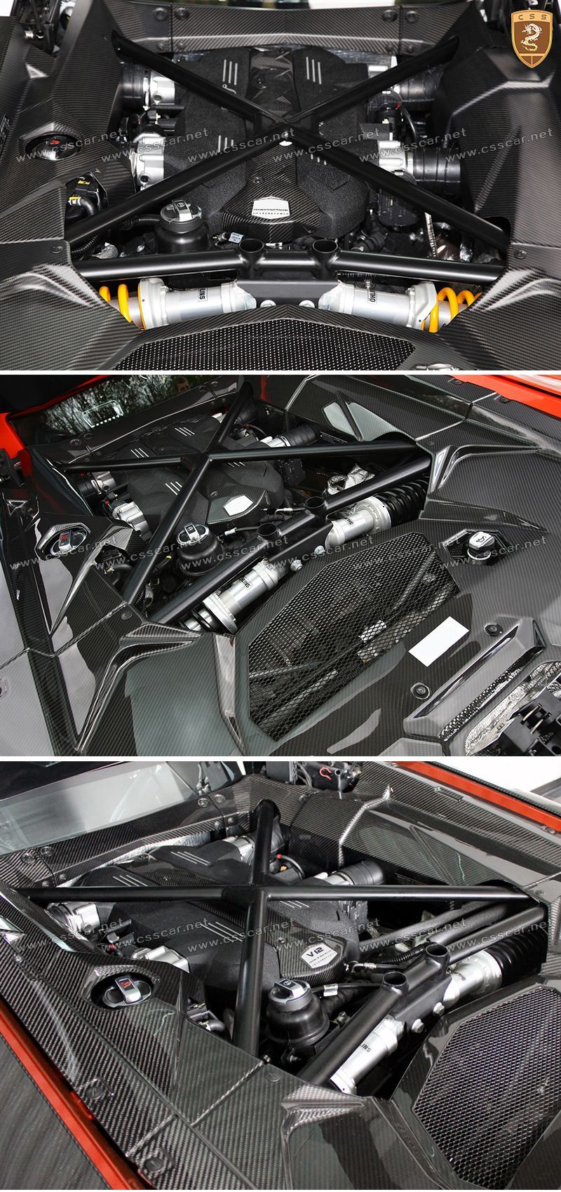 Lamborghini Aventador LP700 carbon fiber engine interior