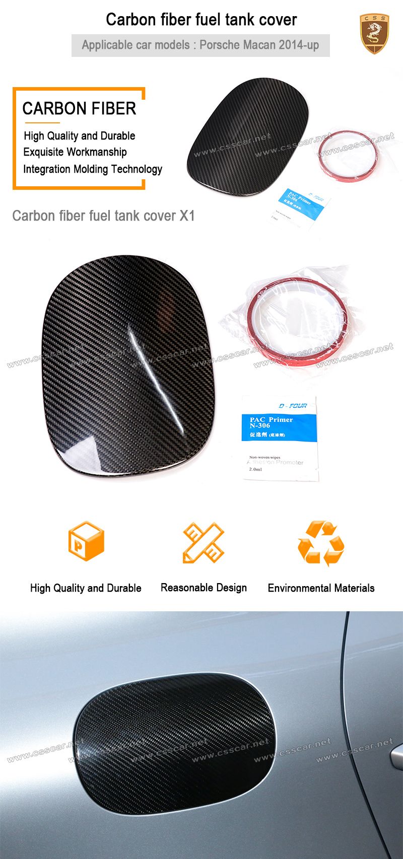 2014 up PORSCHE macan 95B carbon fiber fuel tank cover