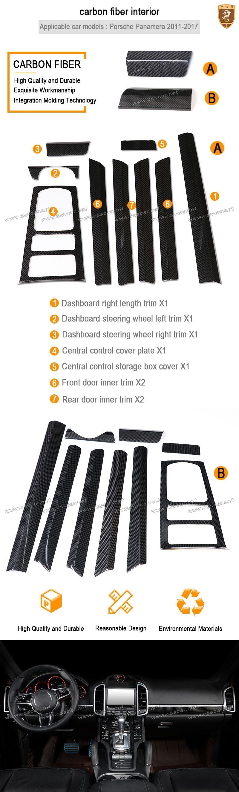 2011-2017 PORSCHE Cayenne 958 carbon fiber interior