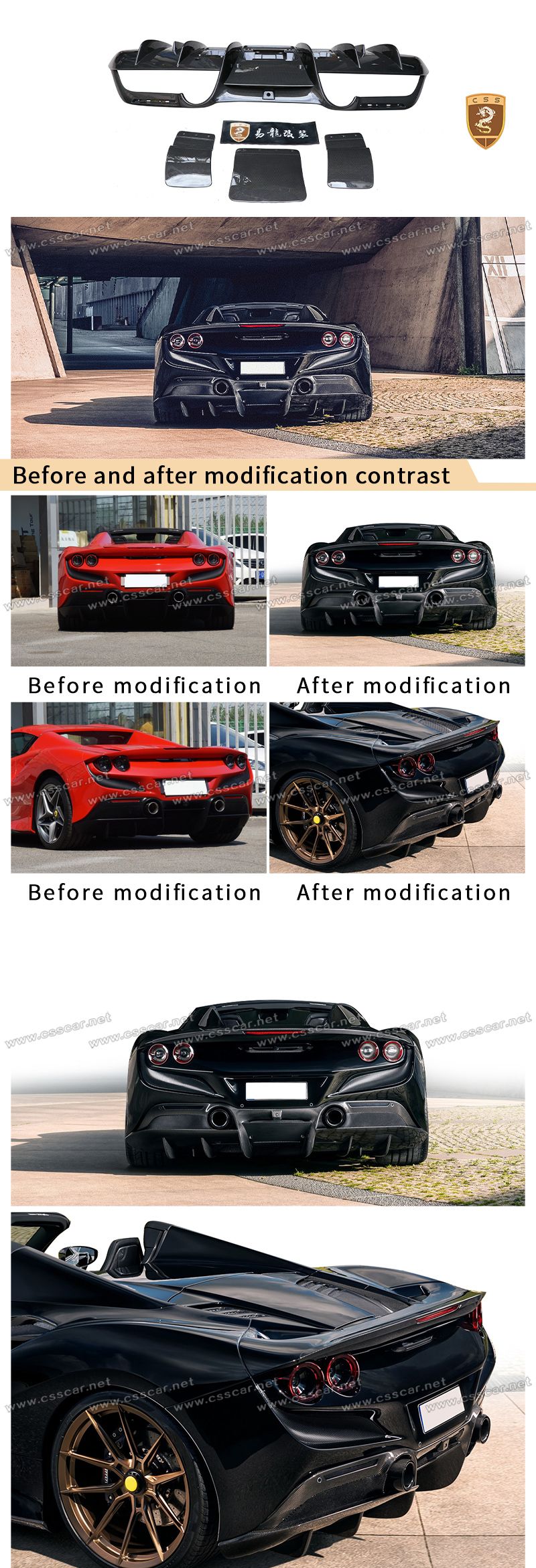 Ferrari F8 modified NOVITEC dry carbon rear lip