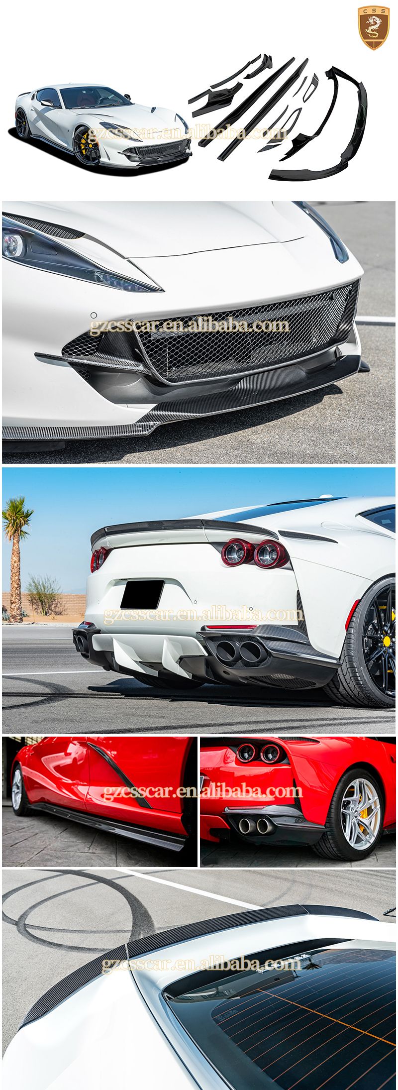 Ferrari 812 modified novitec carbon fiber body kit spoiler