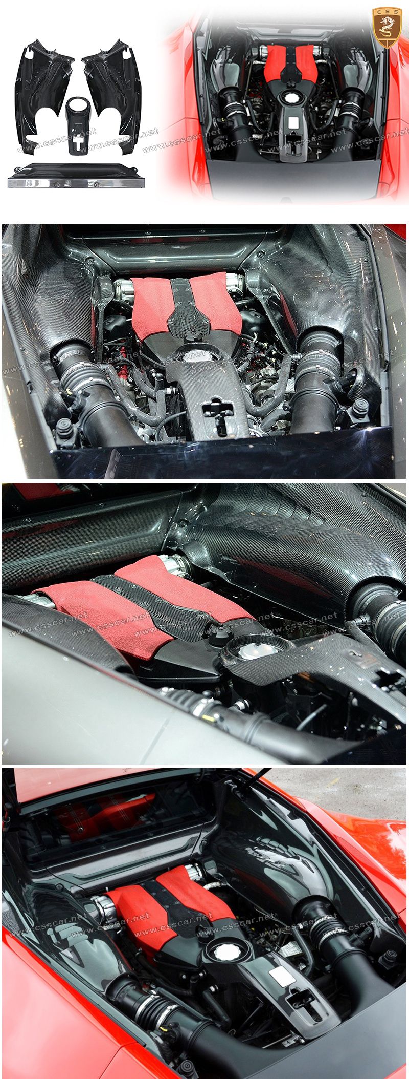 Ferrari f8 engine carbon fiber interior