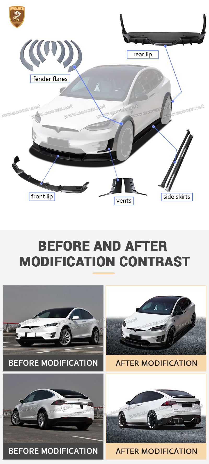 Tesla X topcar style body kit