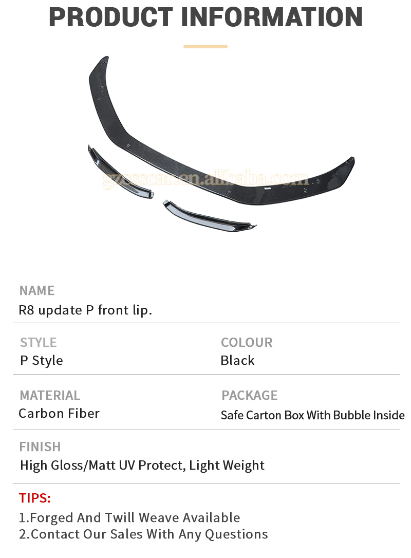 AuDi R8 update P front lip