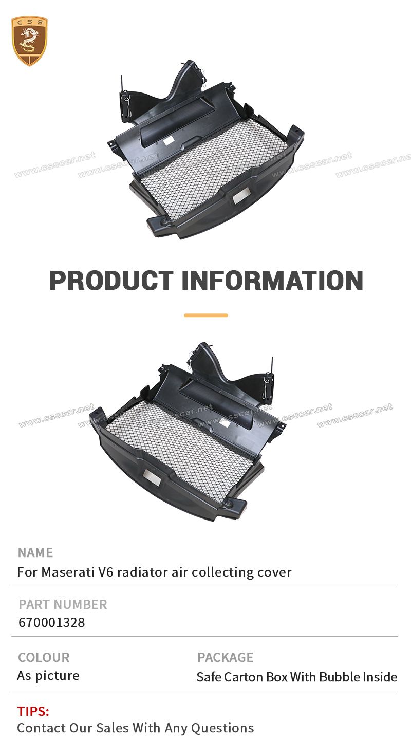 New Arrival OEM radiator air collecting cover For Maserati V6 670001328