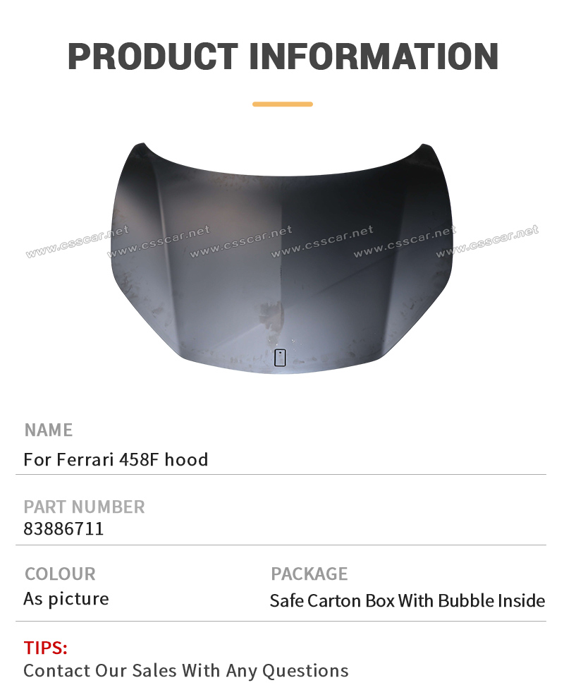 New Arrival OEM hood For Ferrari 458F 83886711