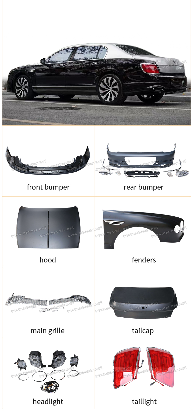For Bentley flying spur old to new 22 body kit