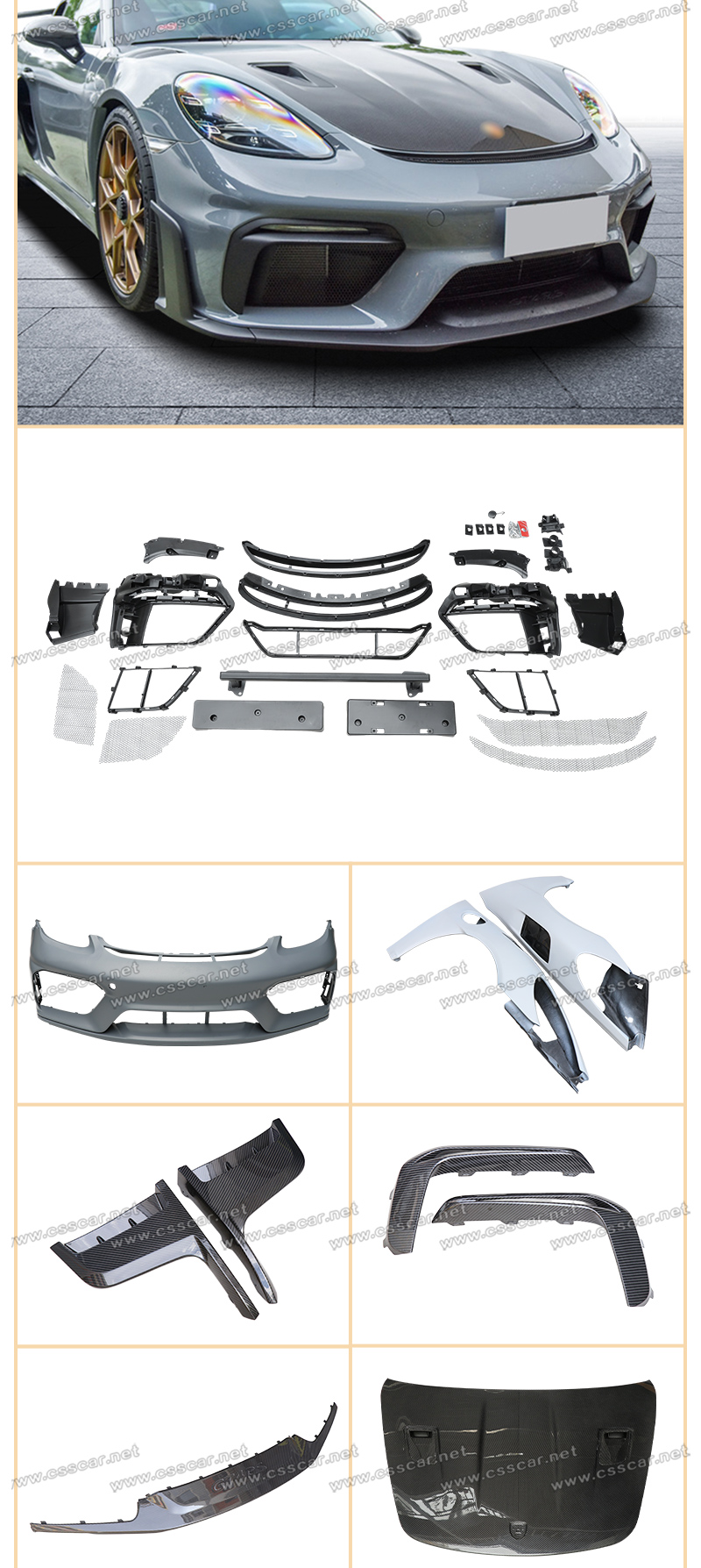 For Porsche Cayman718 update gt4rs body kit