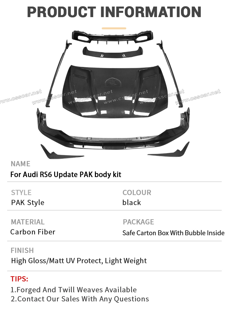 For Audi RS6 update PAK body kit